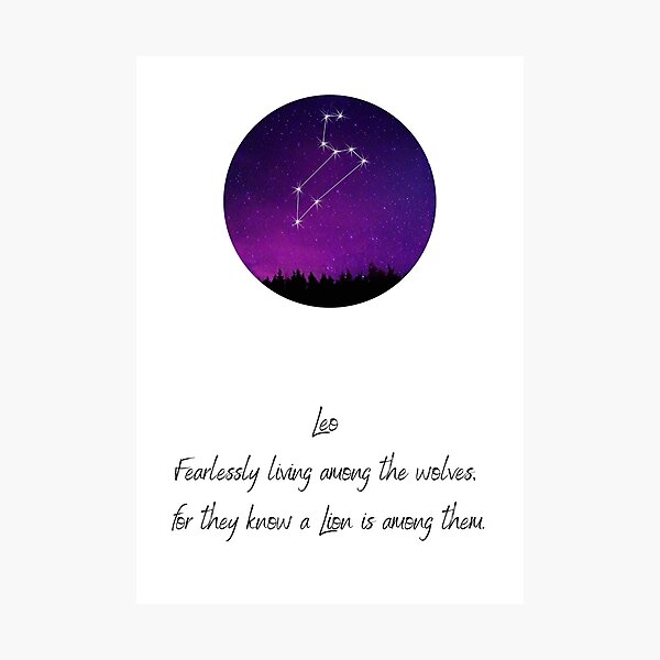 "Leo Zodiac Poem " Photographic Print for Sale by LondonDesignCo ...
