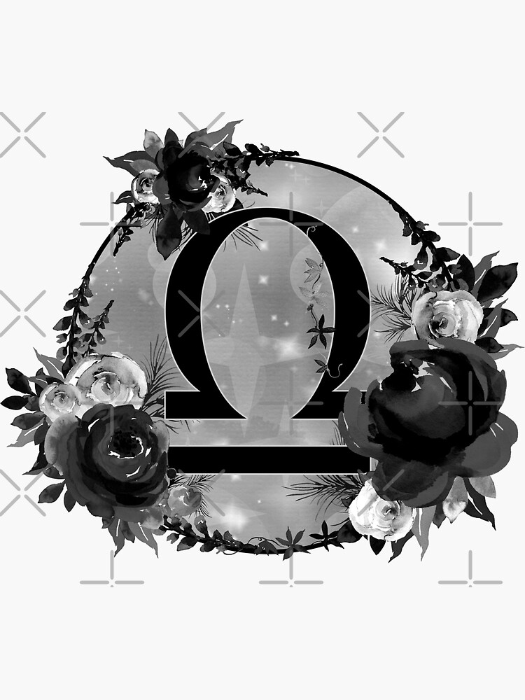 "Libra Zodiac Horoscope Gothic Black Floral Monogram" Sticker by ...