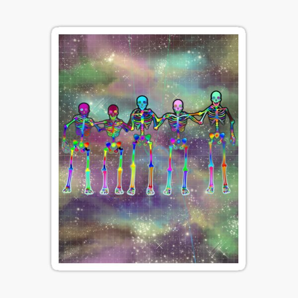 "Rainbow Skeleton Group Hug" Sticker by Koonztanze | Redbubble