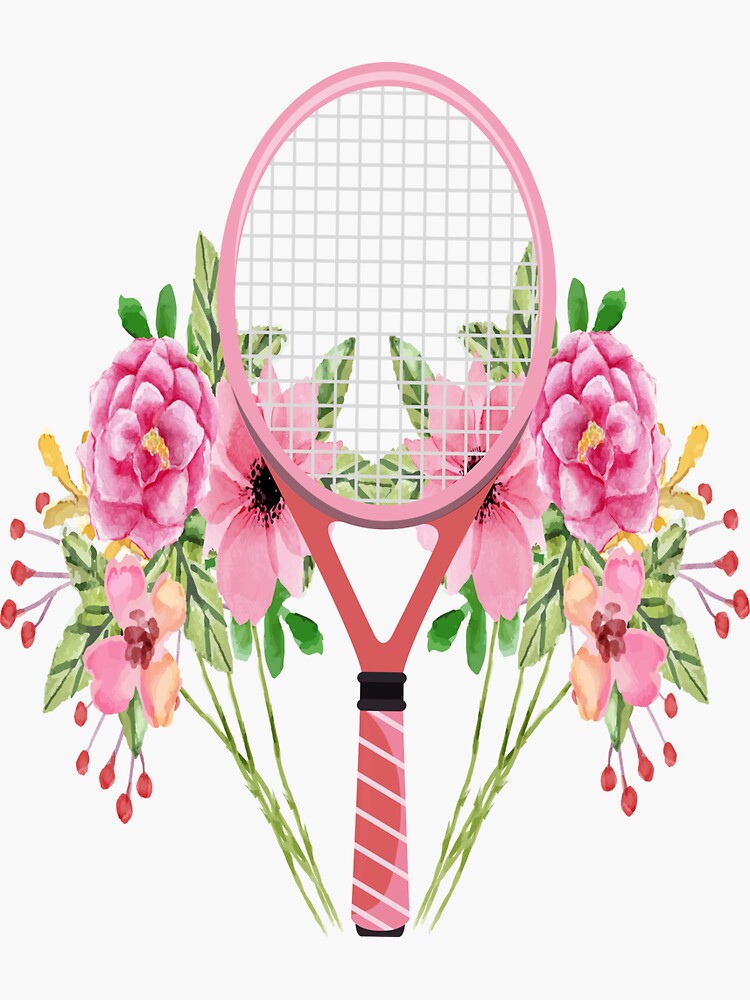 "floral tennis racquet" Sticker for Sale by Phashion | Redbubble
