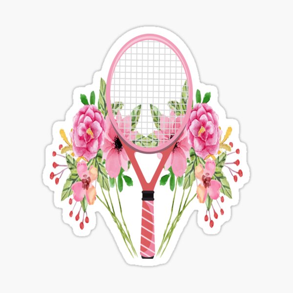 "floral tennis racquet" Sticker for Sale by Phashion | Redbubble