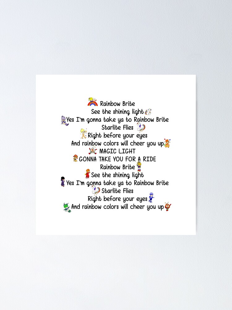 "Rainbow Brite Song" Poster for Sale by GiantSquid1 | Redbubble