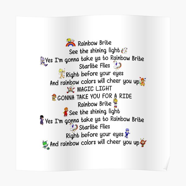 "Rainbow Brite Song" Poster for Sale by GiantSquid1 | Redbubble