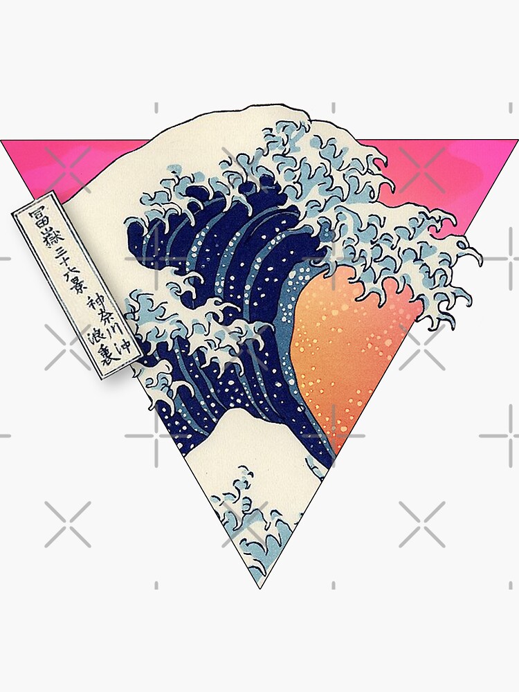 "Great Wave Aesthetic Vaporwave Sunset Retro" Sticker for Sale by ...