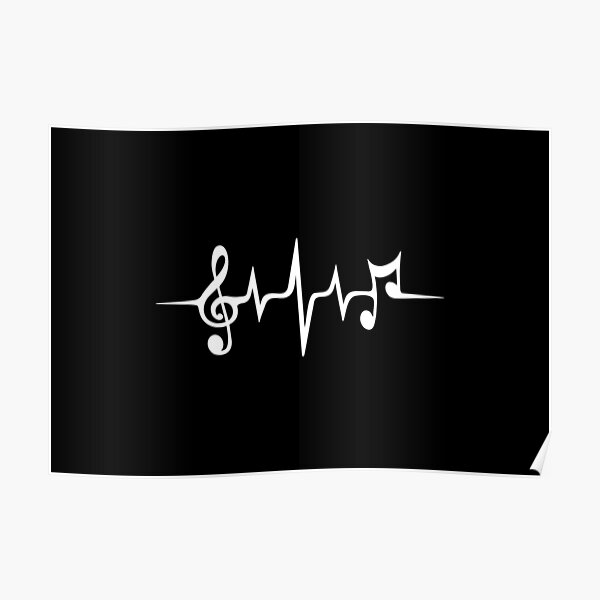 "Heartbeat, music, treble clef, music notes, sound wave, pulse" Poster ...