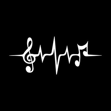 "Heartbeat, music, treble clef, music notes, sound wave, pulse" Sticker ...