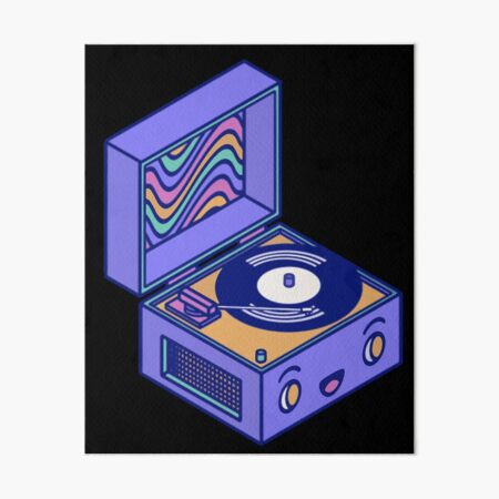 "purple vinyl record player cute colorful face" Art Board Print by ...