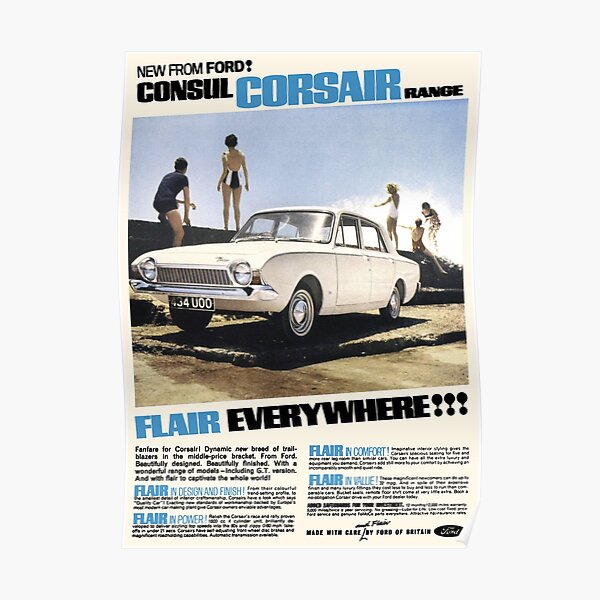 "FORD CONSUL CORSAIR" Poster by ThrowbackM2 | Redbubble
