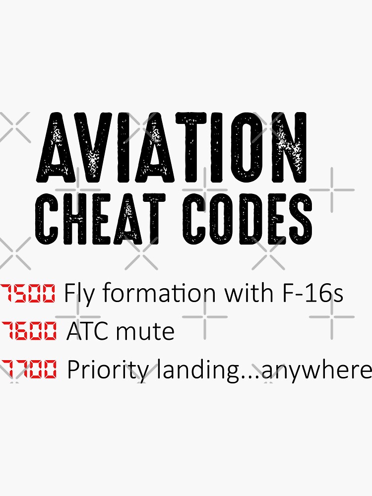 "Aviation Cheat Codes - Funny Design For Pilots and ATC" Sticker for ...