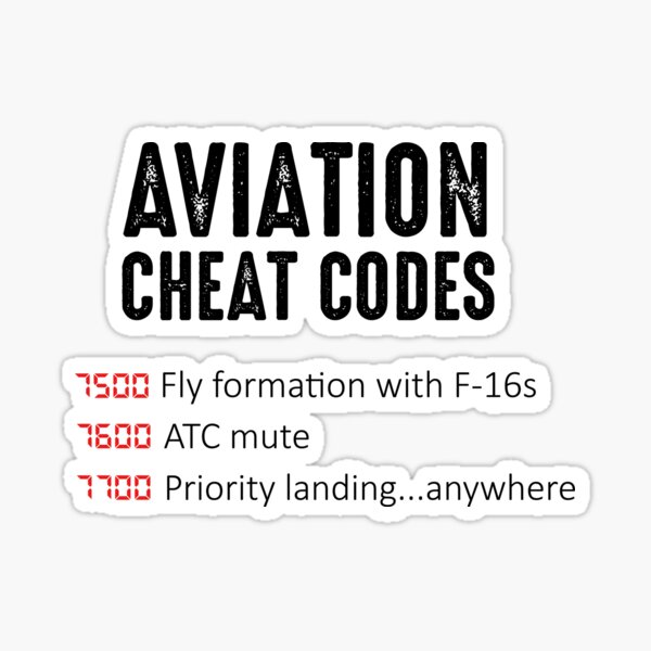 "Aviation Cheat Codes - Funny Design For Pilots and ATC" Sticker for ...