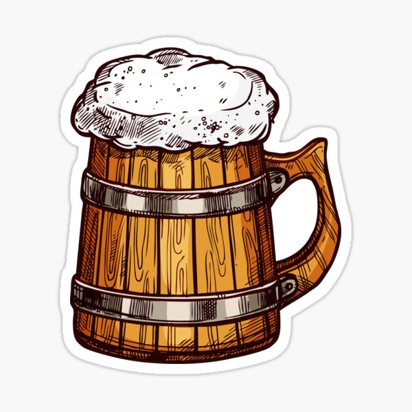 "Beer In A Wooden Mug" Sticker for Sale by NewWorldIsHere | Redbubble
