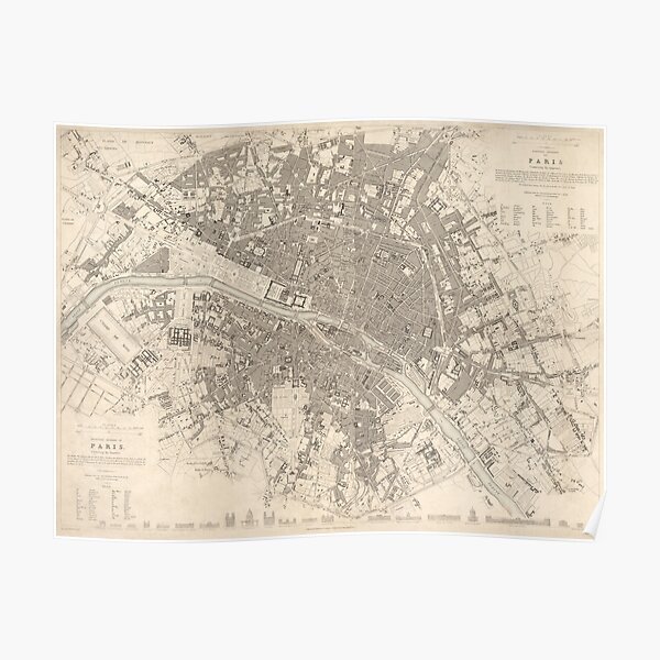"Paris Eastern Map division containing the Quartiers, 1834 by Clarke ...