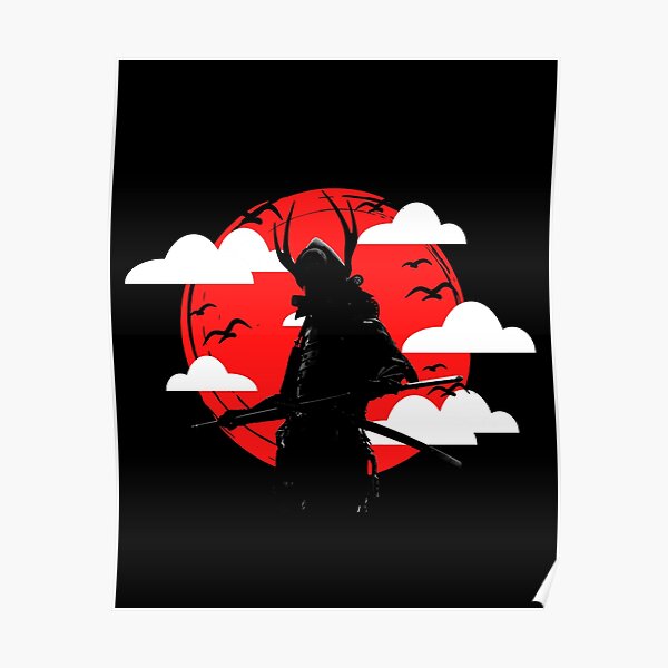 "Red Sun Samurai - Japanese Inspired Design" Poster by AldoDaci | Redbubble