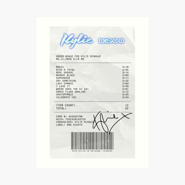 "disco album receipt " Art Print for Sale by claireefobi | Redbubble