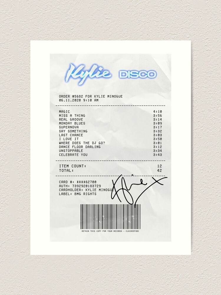 "disco album receipt " Art Print for Sale by claireefobi | Redbubble