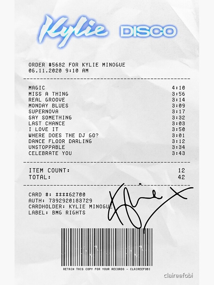 "disco album receipt " Art Print for Sale by claireefobi | Redbubble