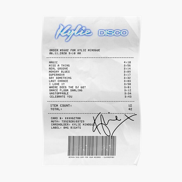 "disco album receipt " Poster for Sale by claireefobi | Redbubble