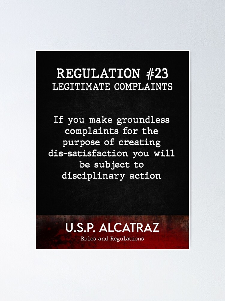 "Alcatraz Rules and Regulations #23" Poster for Sale by csaron92 ...