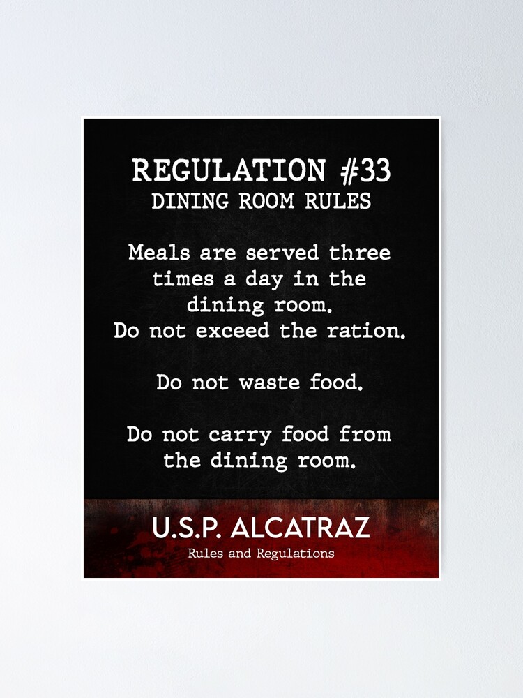 "Alcatraz Rules and Regulations #33" Poster for Sale by csaron92 ...
