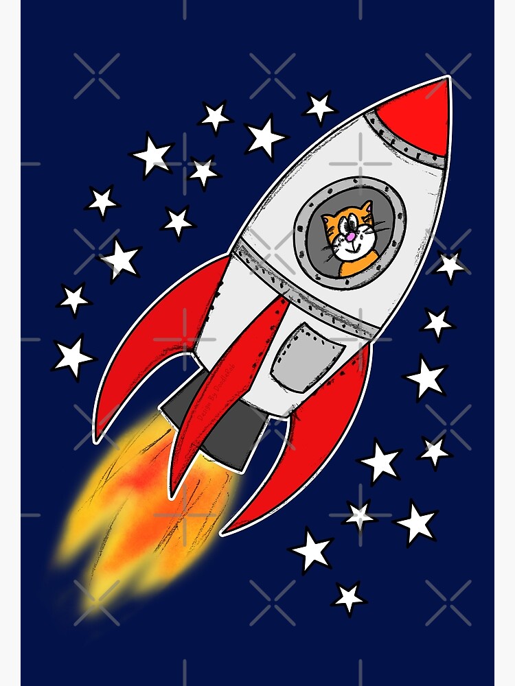 "Space Rocket Cat" Poster for Sale by doodlerob | Redbubble