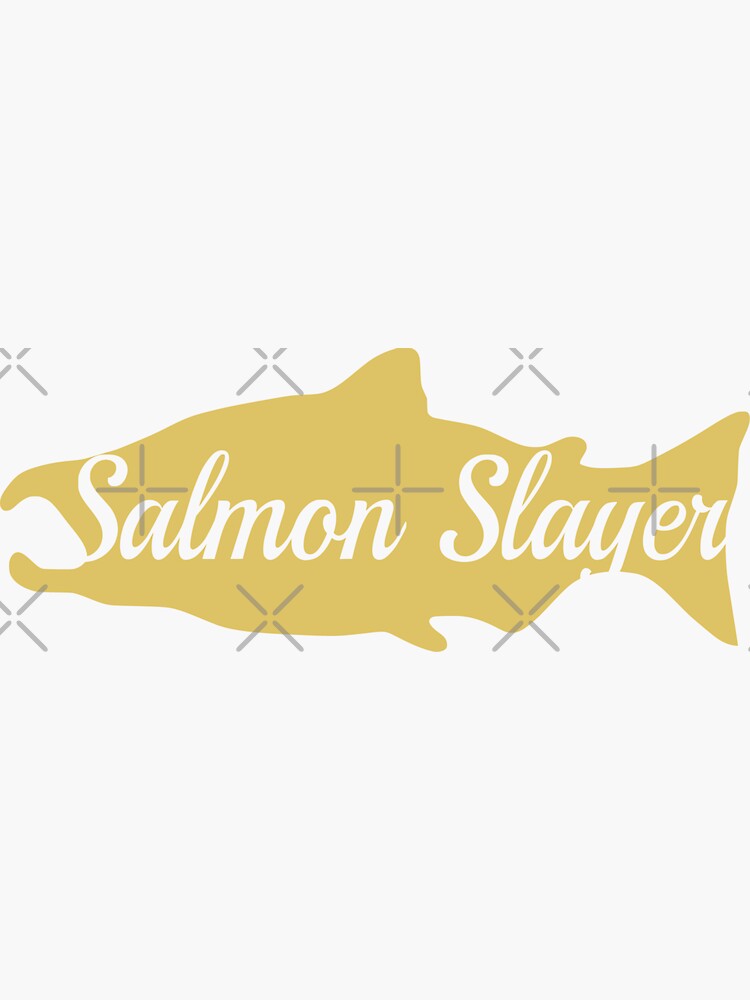 "Salmon Slayer" Sticker by Sinfamous | Redbubble