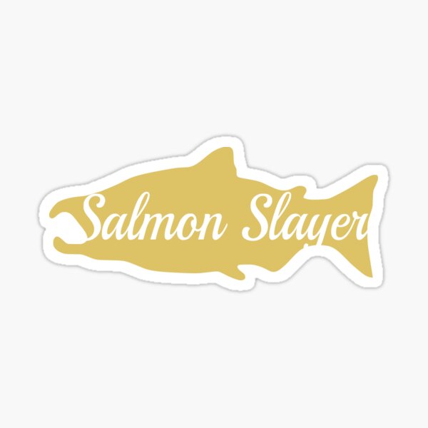 "Salmon Slayer" Sticker by Sinfamous | Redbubble