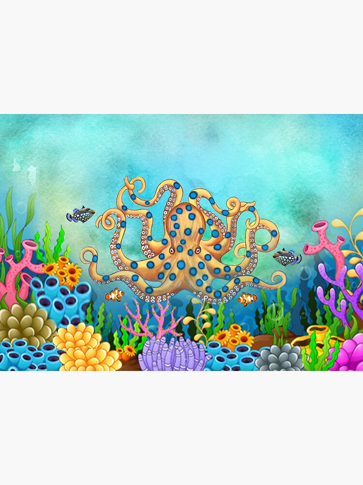 "Octopus Blue Ring Mask" Sticker by candiscamera | Redbubble