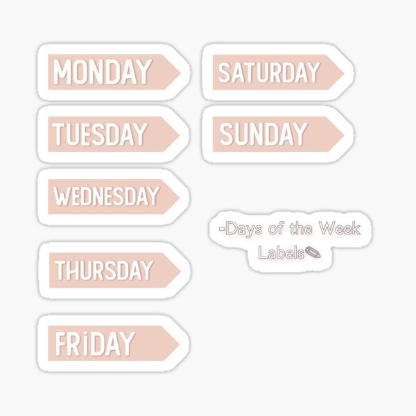"Organization Labels in Pink [days of the week]" Sticker by elleneilish ...
