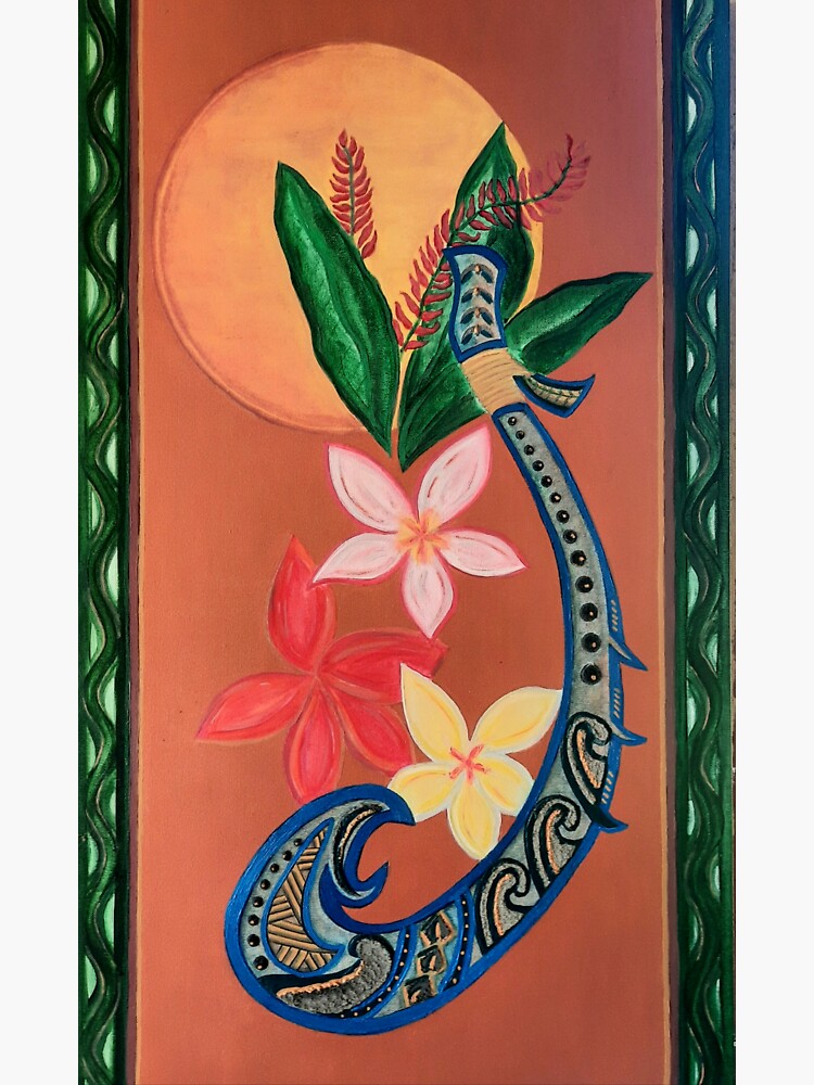 "Samoan Hook and Flowers" Sticker for Sale by sdauria2015 | Redbubble