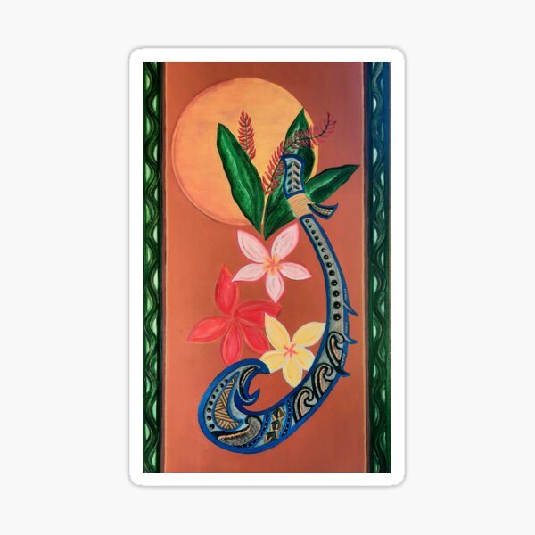 "Samoan Hook and Flowers" Sticker for Sale by sdauria2015 | Redbubble