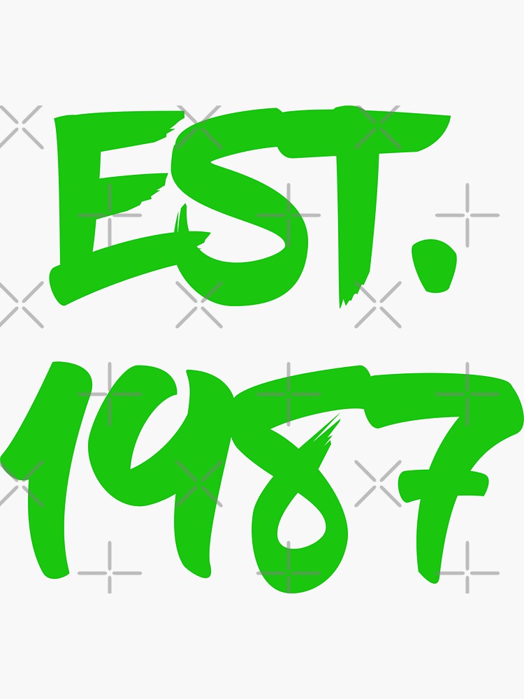 "EST. 1987" Sticker for Sale by CaughtInAStorm | Redbubble