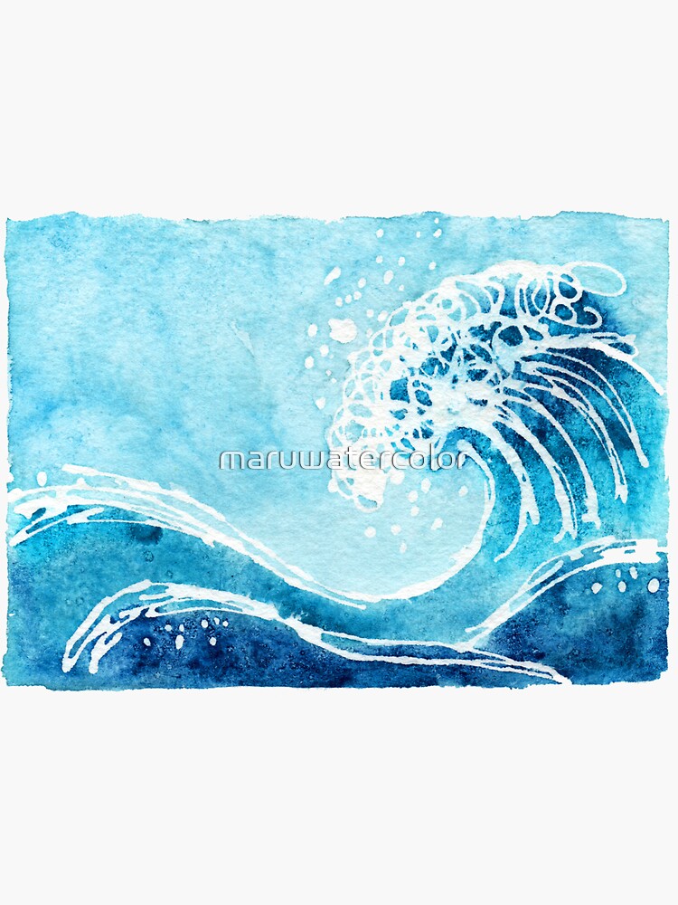 "Watercolor Ocean Blue Wave" Sticker for Sale by maruwatercolor | Redbubble