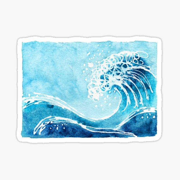 "Watercolor Ocean Blue Wave" Sticker for Sale by maruwatercolor | Redbubble