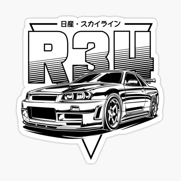 "Skyline GTR R34" Sticker for Sale by idrdesign | Redbubble
