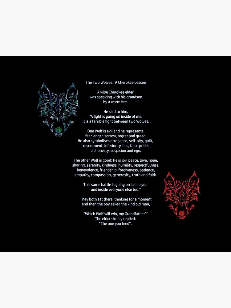 TWO WOLVES CHEROKEE Native American Tale Tapestry Designed & Sold By ...