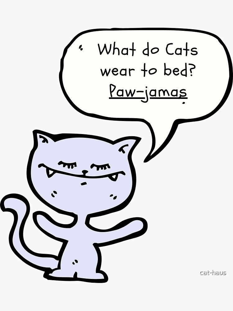 "Paw-Jamas Cat" Sticker for Sale by cat-haus | Redbubble