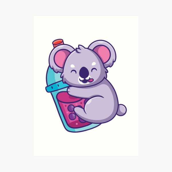 "Cute Koala Drinking Boba Kawaii Cartoon" Art Print for Sale by ...