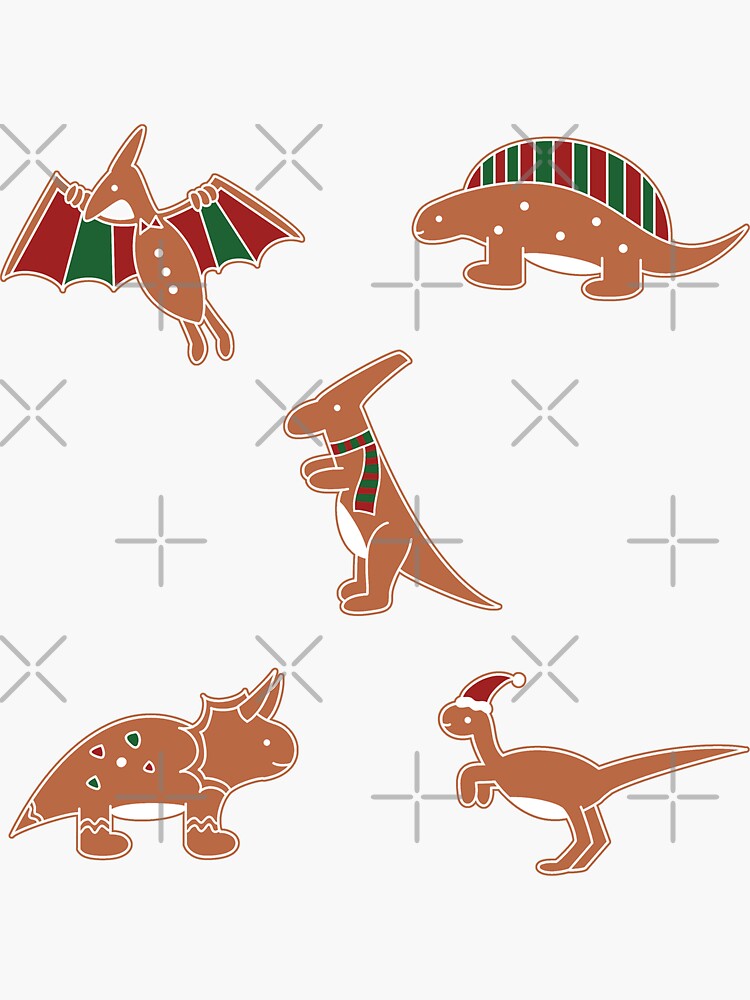 "Pack christmas gingerbread dinosaurs 2" Sticker by galax-C | Redbubble