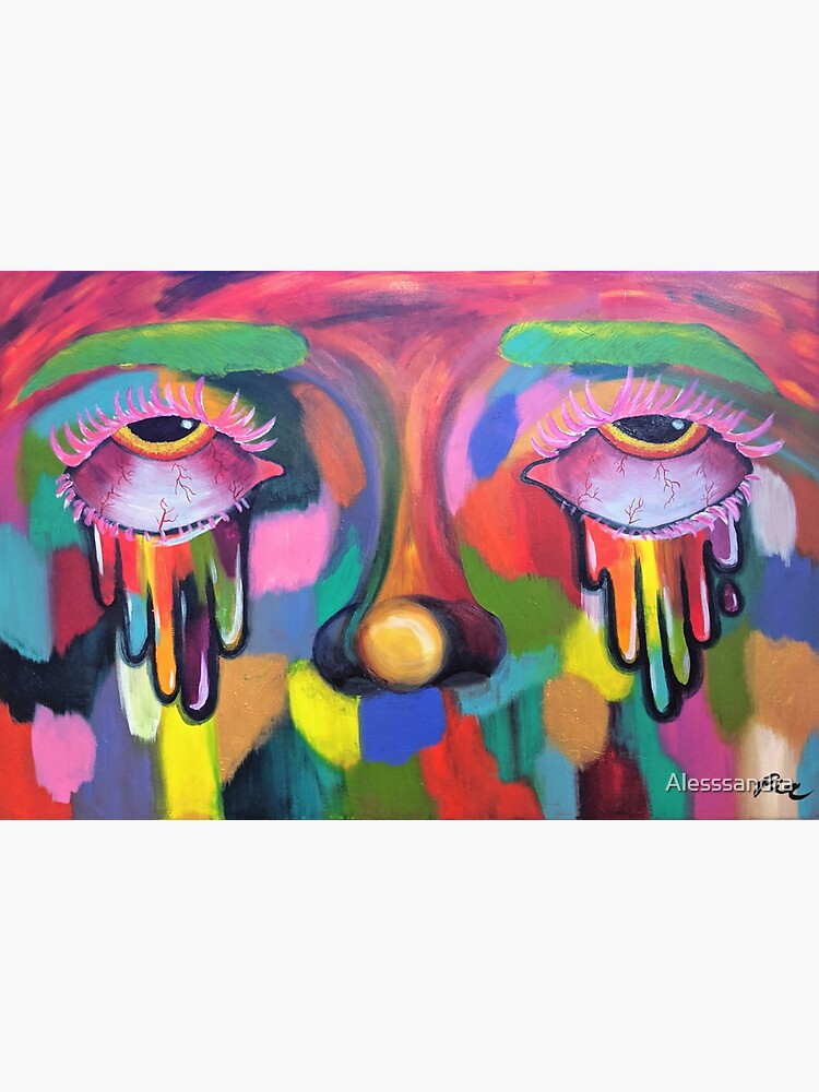 "Abstract Colorful Crying Face" Sticker by Alesssandra | Redbubble