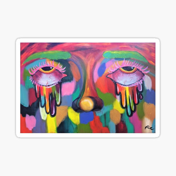 "Abstract Colorful Crying Face" Sticker by Alesssandra | Redbubble