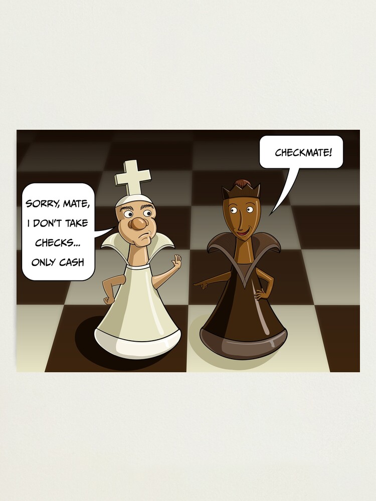 "Checkmate! Funny chess illustration cartoon" Photographic Print by ...