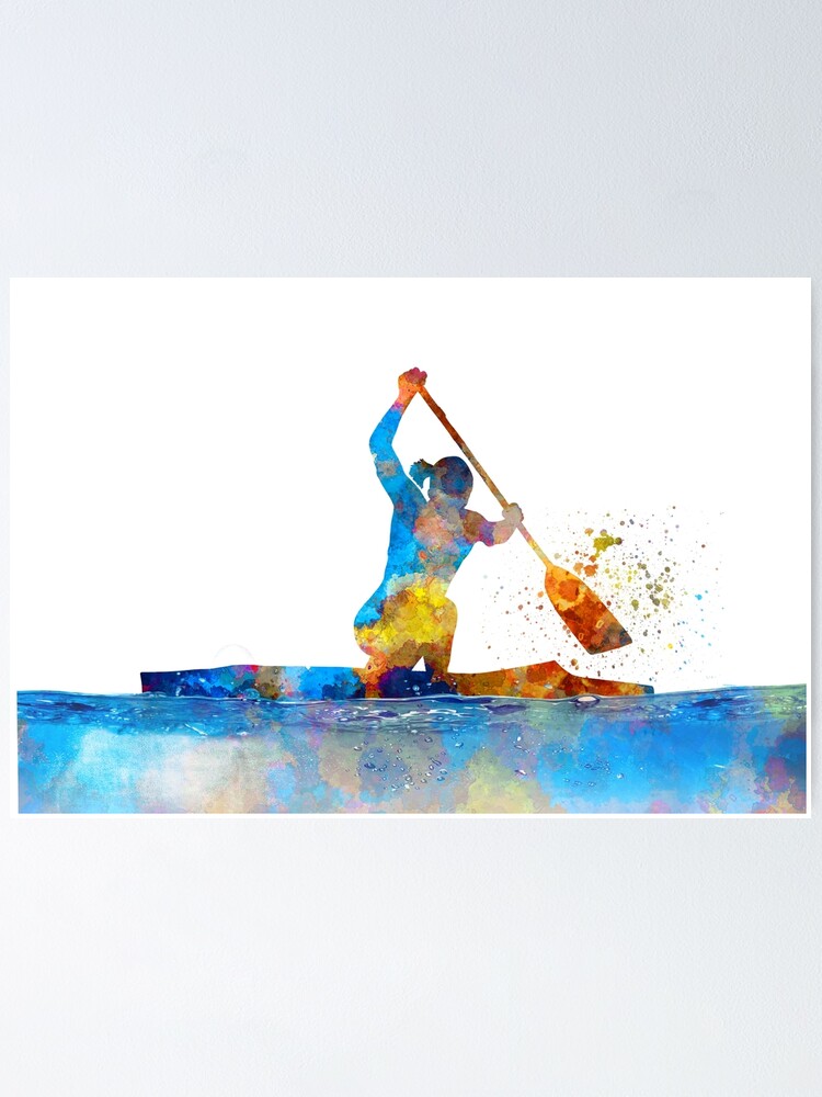 "Female kayak athletes competing in watercolor 01" Poster by paulrommer ...