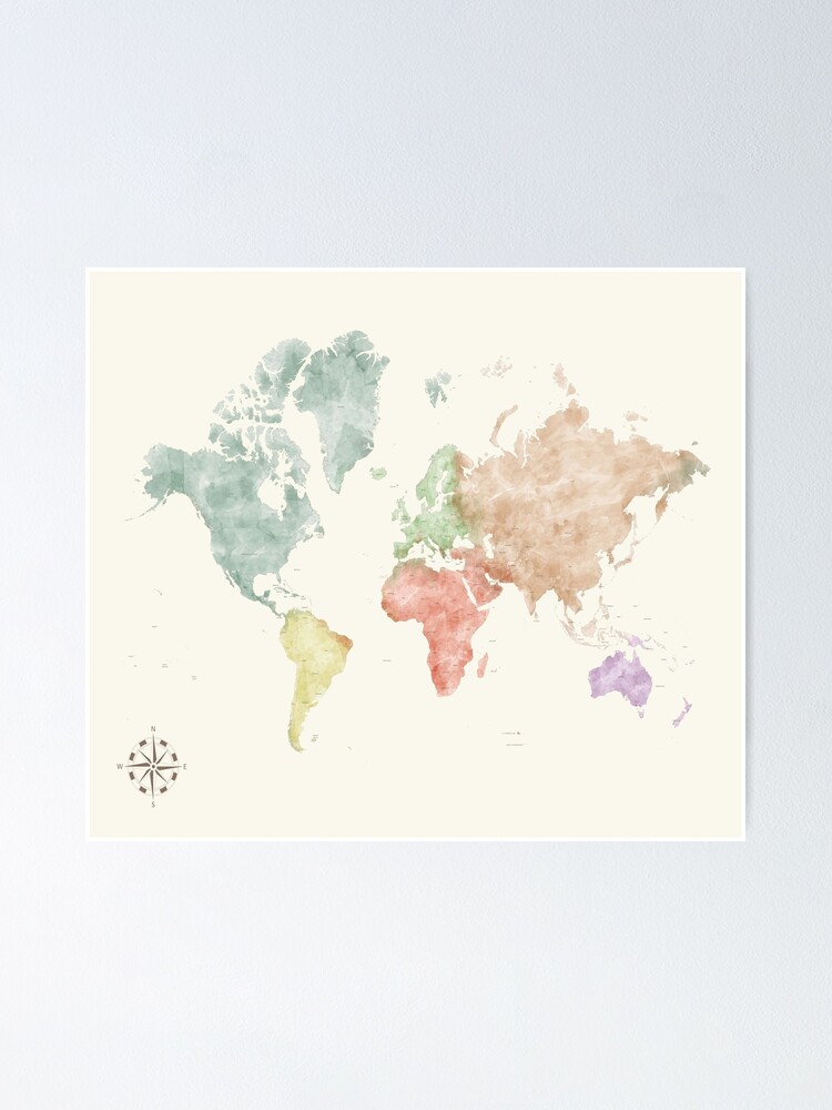 "Colorful World Map" Poster by AdverbProducts | Redbubble