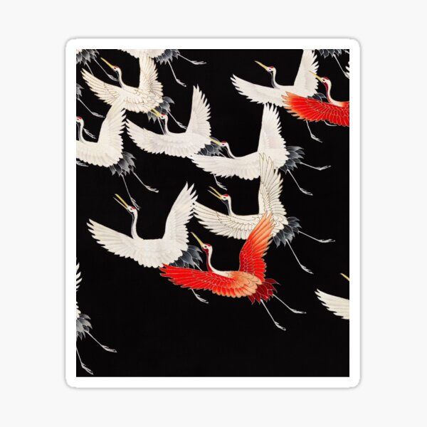 "Japanese Crane painting" Sticker by spiritheal | Redbubble