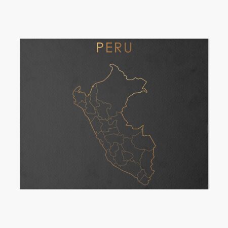"Peru Gold Outline Map with State Boundaries" Art Board Print for Sale ...