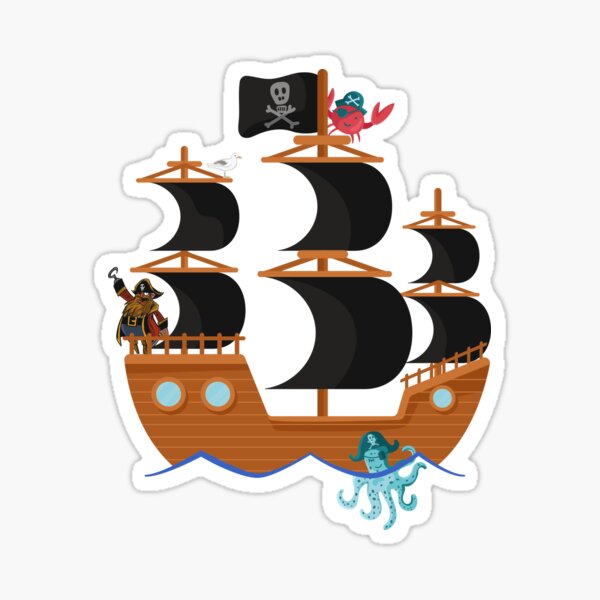"the funny pirate ship on a long journey" Sticker for Sale by u1le901 ...