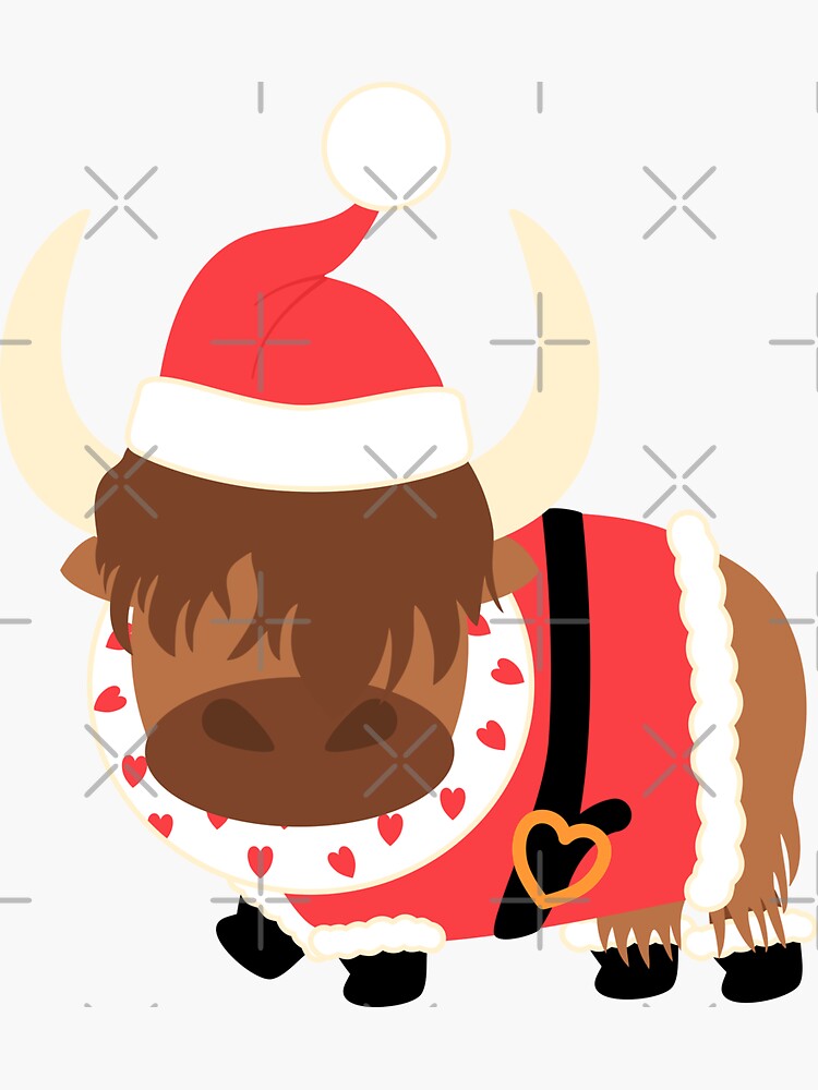 "Yak Christmas Santa Claus" Sticker by Lulupainting | Redbubble