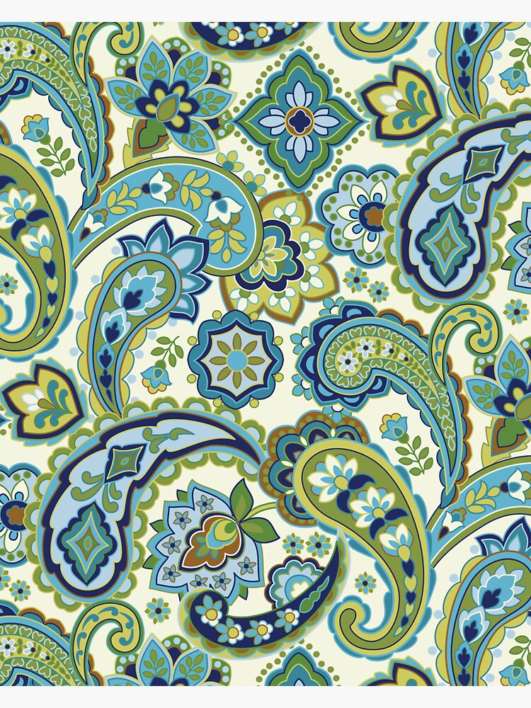 "Blue and Green Paisley" Sticker by bpixton | Redbubble