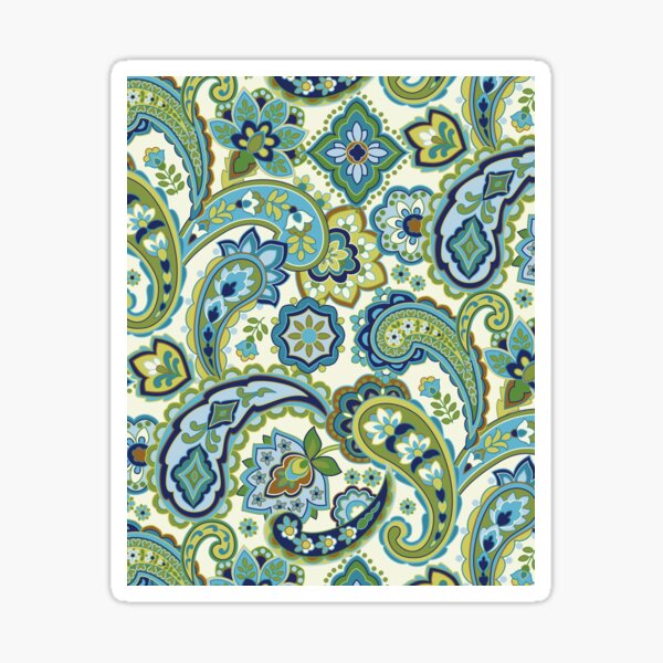 "Blue and Green Paisley" Sticker by bpixton | Redbubble