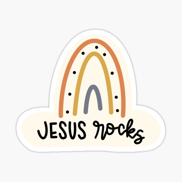 "Jesus Rocks Rainbow" Sticker for Sale by writtenbymak | Redbubble